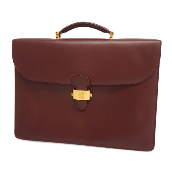 Cartier | Bags | Cartierauth Must Womens Leather Briefcase Bordeaux ...
